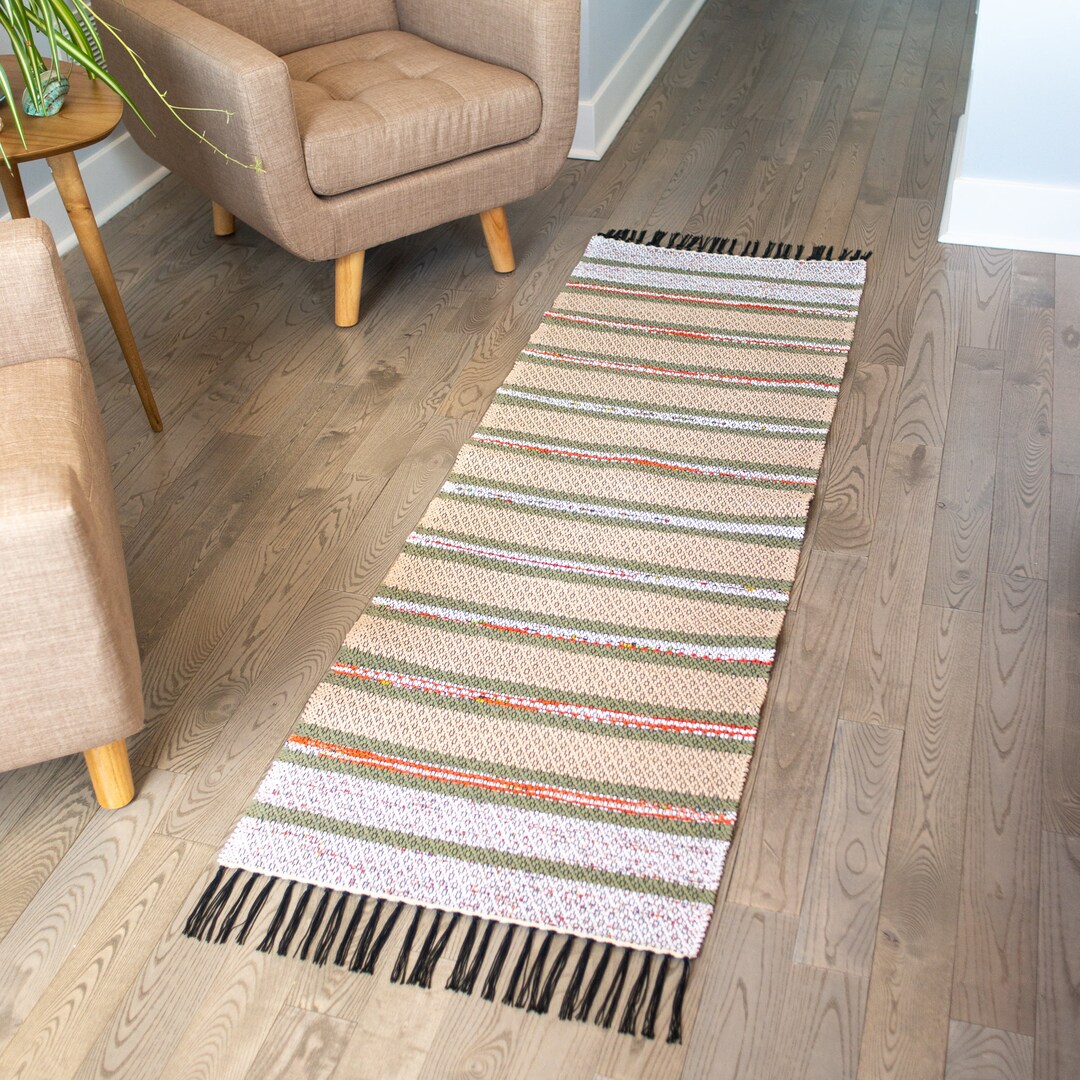 Modern Upcycled Handwoven Rag Rug/runner - Designer, Pumpkin Season ...