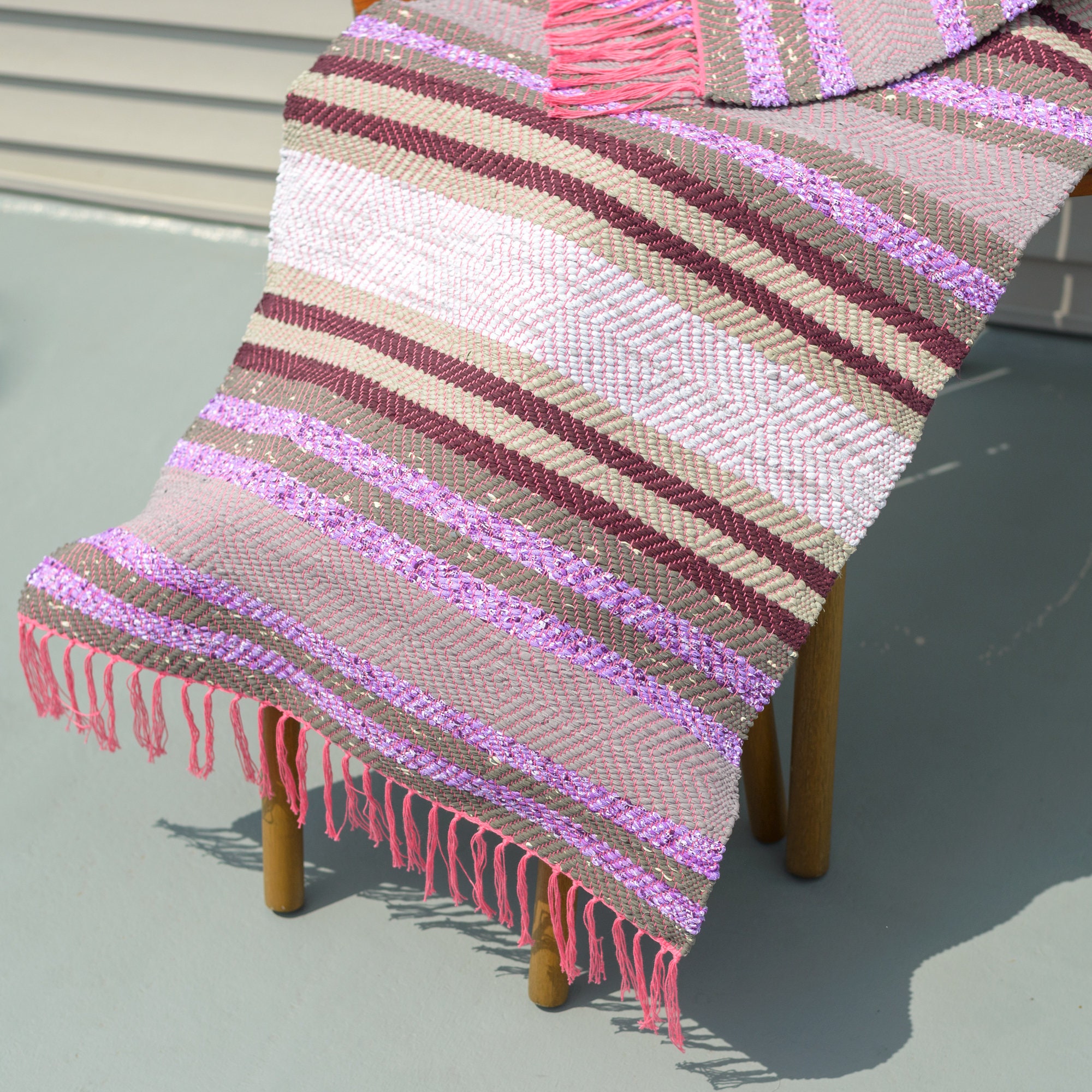 Designer Handmade Purple & Pink Striped Upcycled Rug/runner - Swedish ...