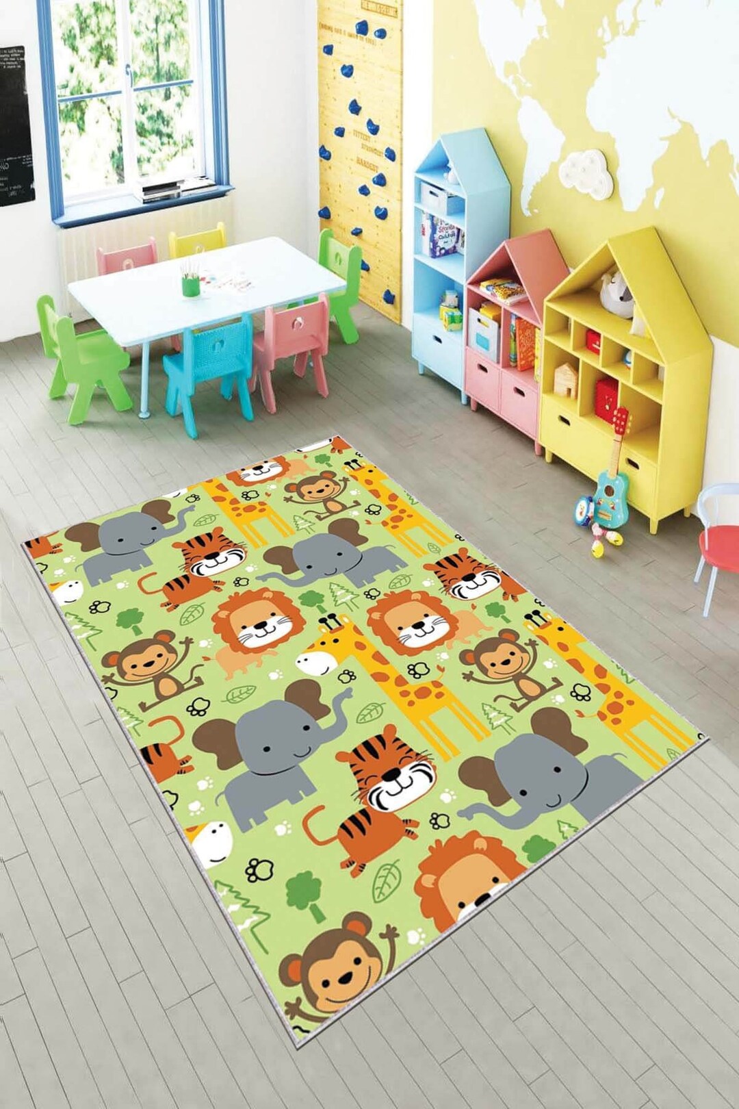 Stuffed Animal Pattern Carpet Safari Nursery Rug Animal Art - Etsy