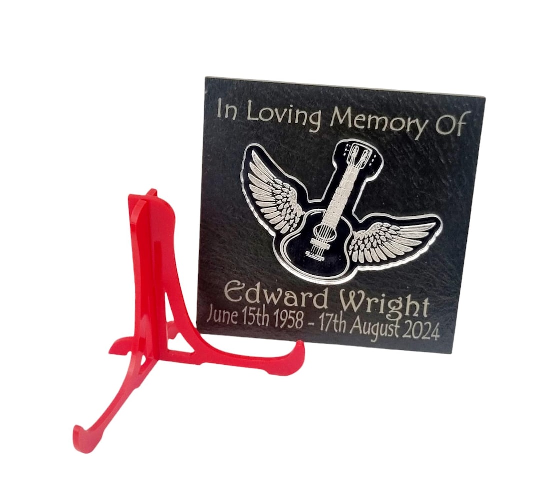 Personalised Guitar Memorial Plaque Remembrance Slate Keepsake Grave ...