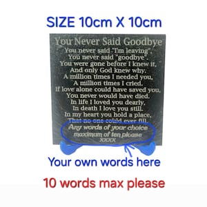 Personalised Goodbye Memorial Plaque Poem Remembrance Slate Grave Stone ...