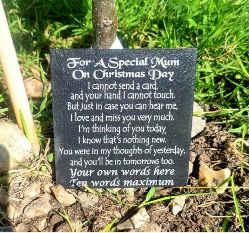 Special Mum Personalised Christmas Day Memorial Plaque Slate Grave ...