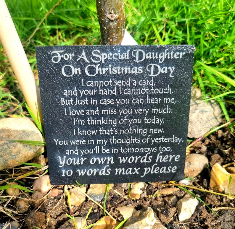 DAUGHTER Personalised Christmas Day Memorial Plaque Slate Grave Marker ...