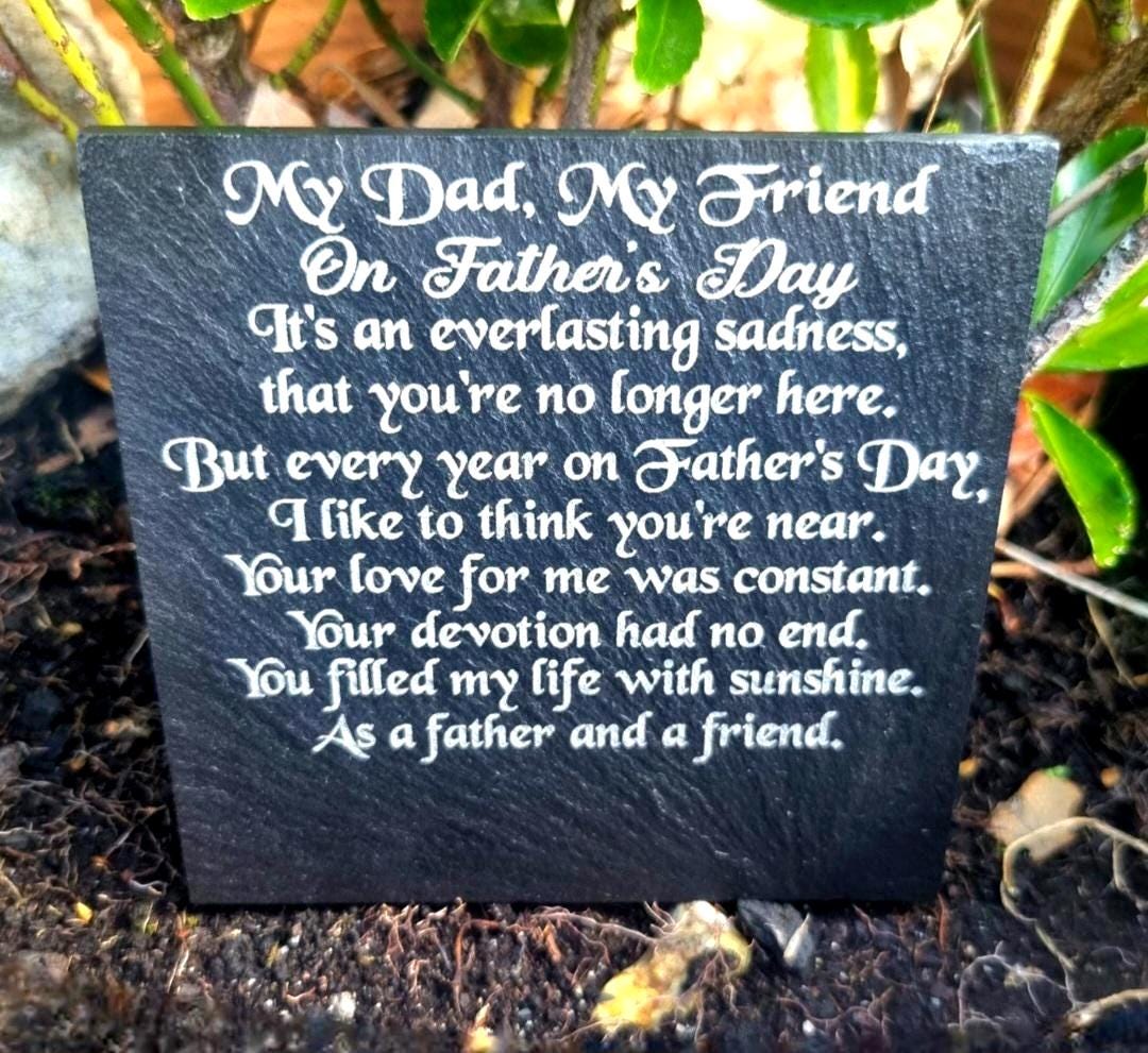 Personalised Father's Day Memorial Slate Plaque Dad Grave Stone Marker ...