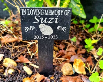Personalised Engraved Slate Rabbit Pet Memorial Grave Marker Plaque ...