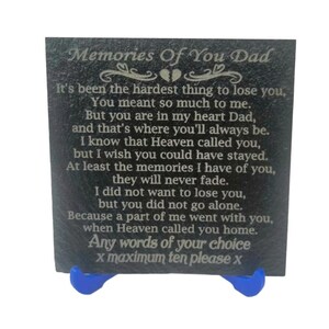 Personalised Father's Day Memorial Plaque Dad Birthday Slate Grave ...