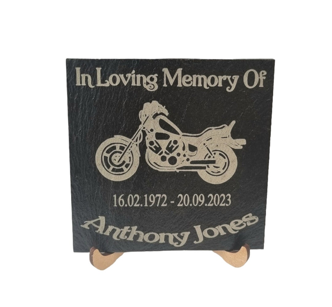 Personalised Biker Memorial Plaque Motorbike Slate Motorcycle Grave ...
