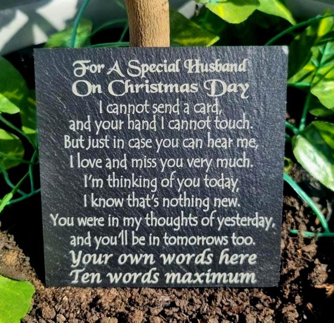 Special HUSBAND Christmas Memorial Personalised Plaque Slate Grave ...