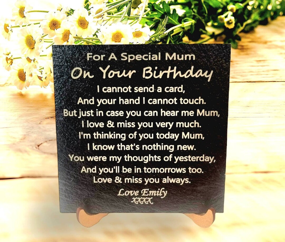 Personalised Birthday Memorial Plaque Special Mum Slate Grave Stone ...