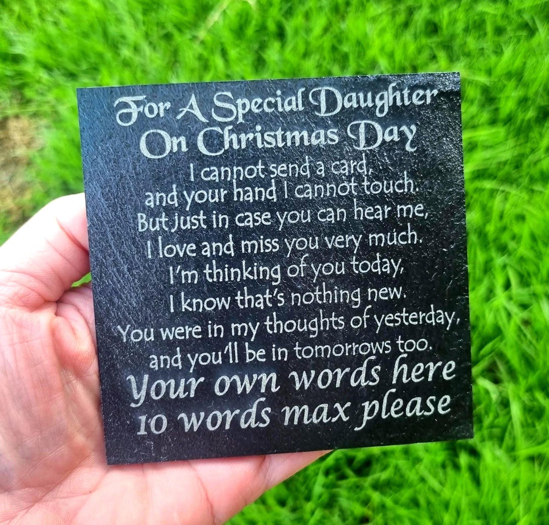 DAUGHTER Personalised Christmas Day Memorial Plaque Slate Grave Marker ...