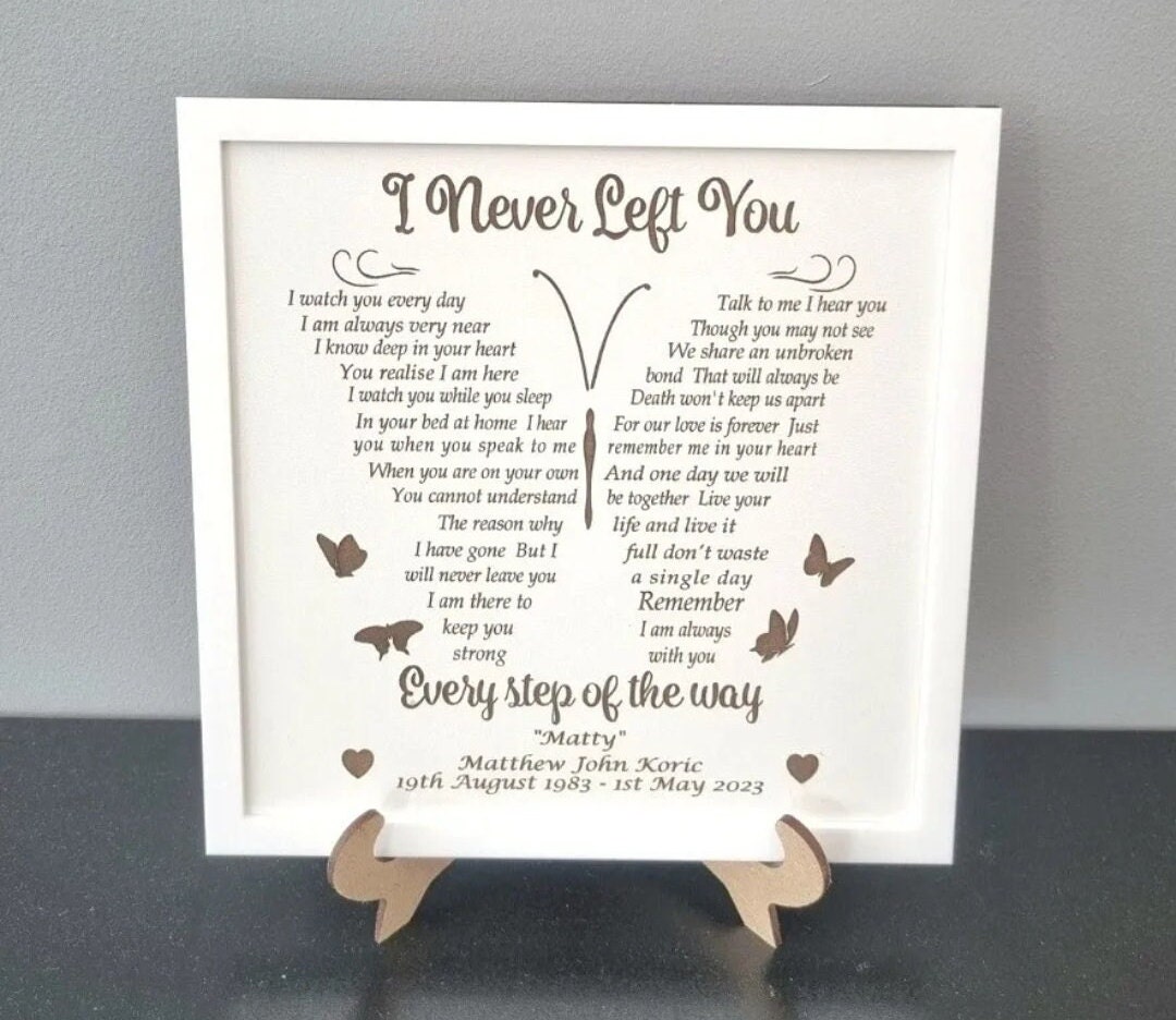 Butterfly in Memory Plaque Personalised Remembrance Memorial Gift ...