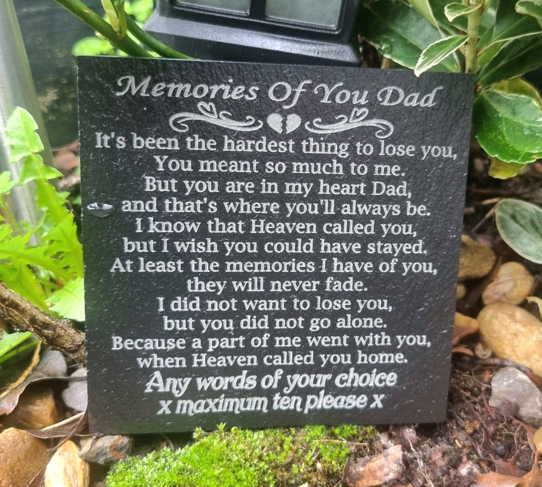 Personalised Father's Day Memorial Plaque Dad Birthday Slate Grave ...