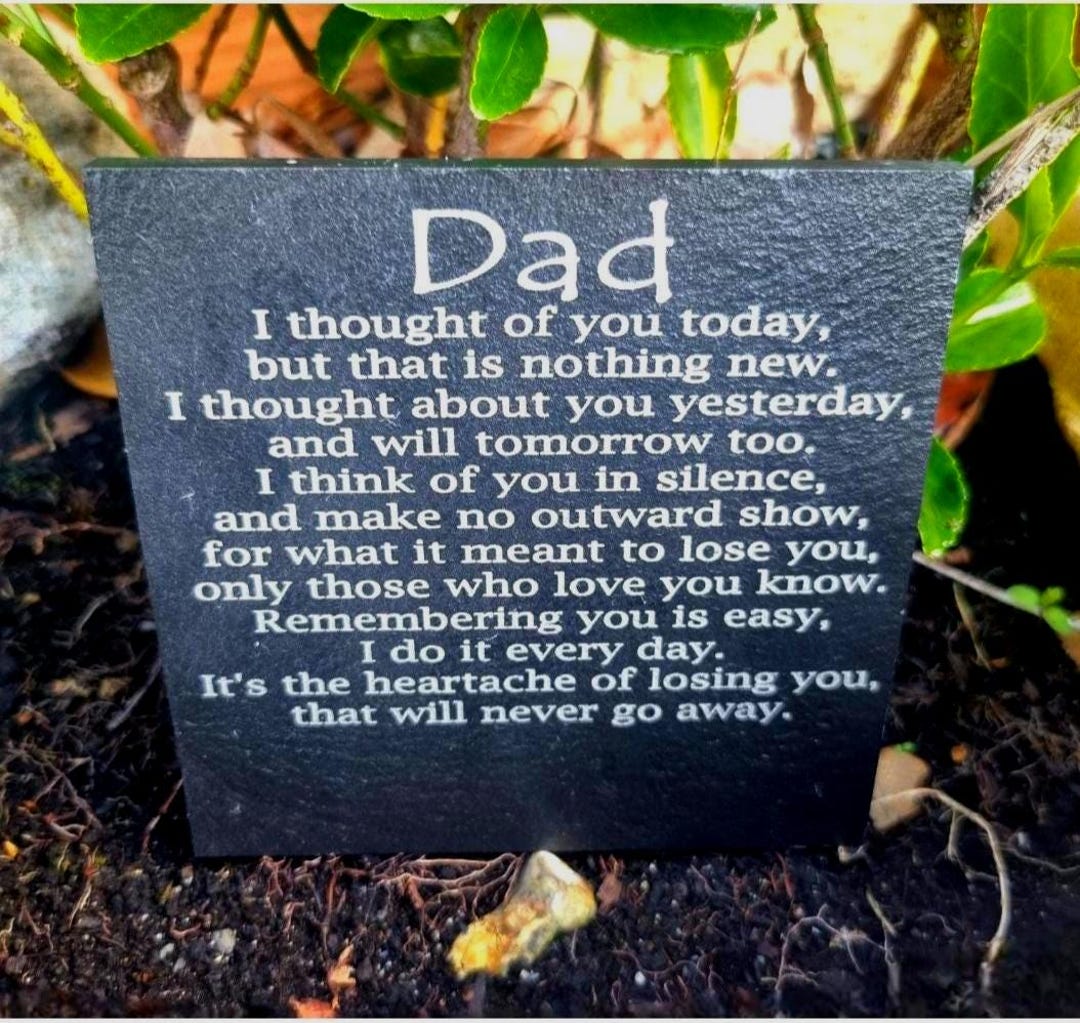 Personalised Dad Memorial Slate Father's Day Plaque Grave Stone Marker ...