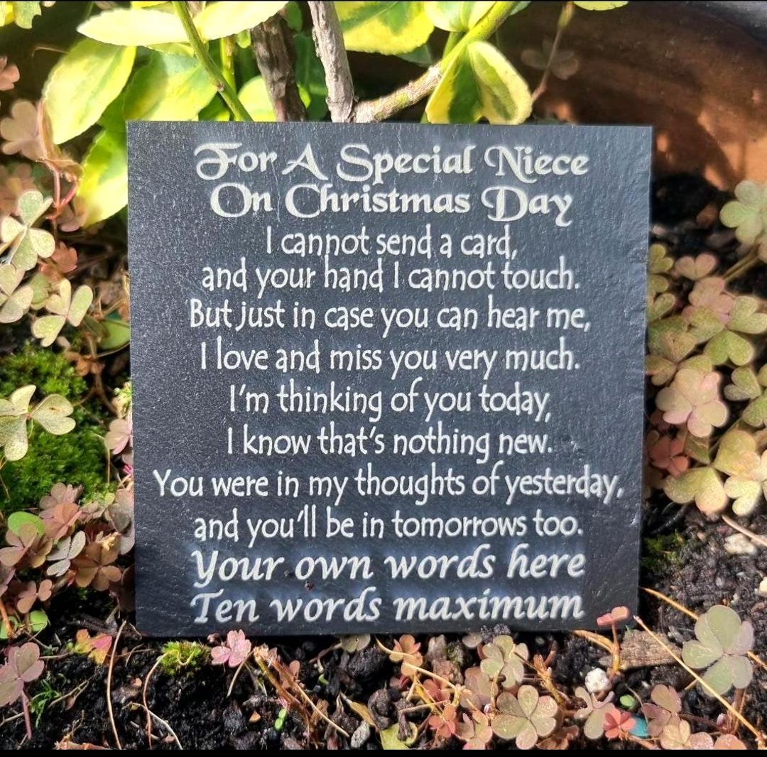 NIECE Christmas Memorial Personalised Plaque Slate Grave Marker Special ...