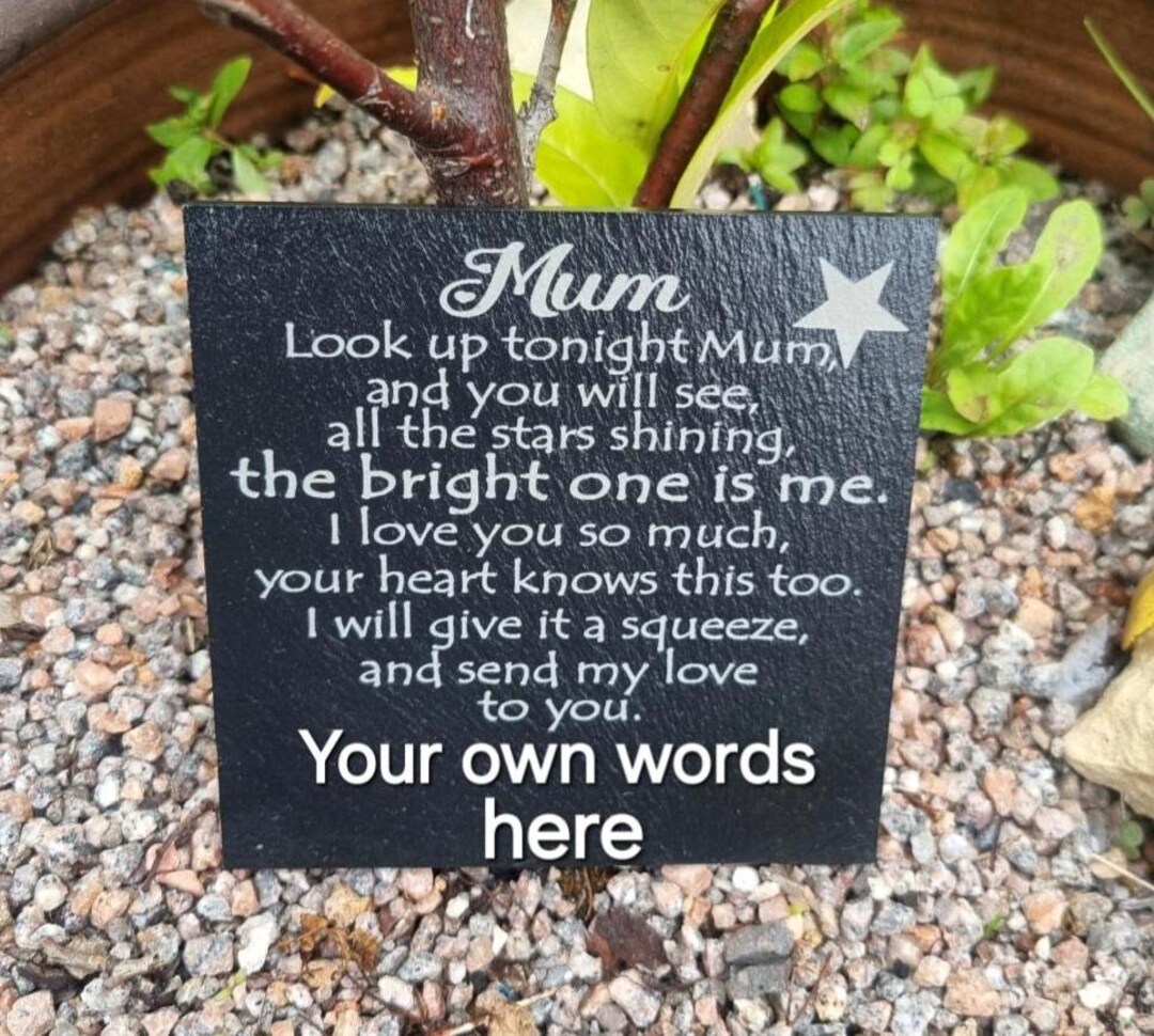 Mum Birthday Memorial Plaque Daddy STAR Slate Personalised Mummy Grave ...