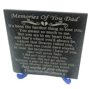 Personalised Father's Day Memorial Plaque Dad Birthday Slate Grave ...