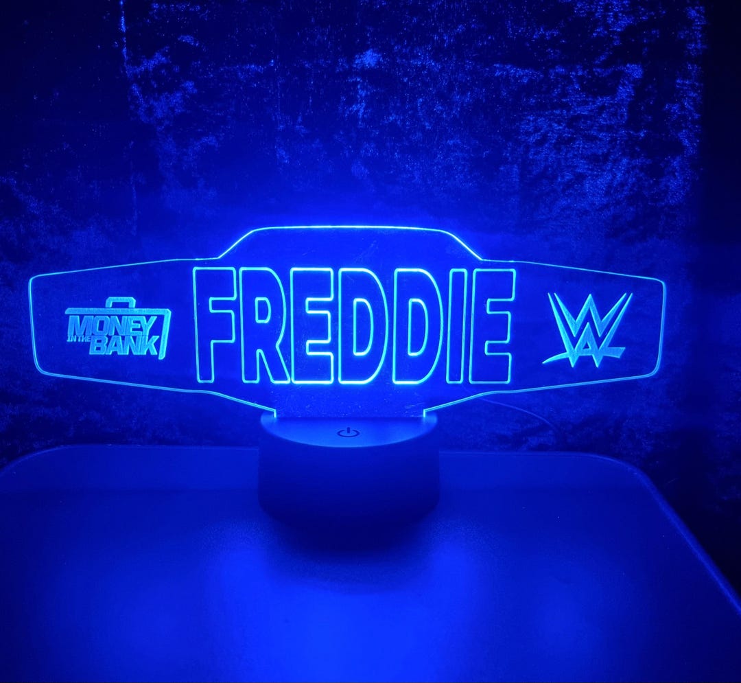 Personalised Wrestling Belt LED Night Light Lamp Sign Kids Wrestling ...