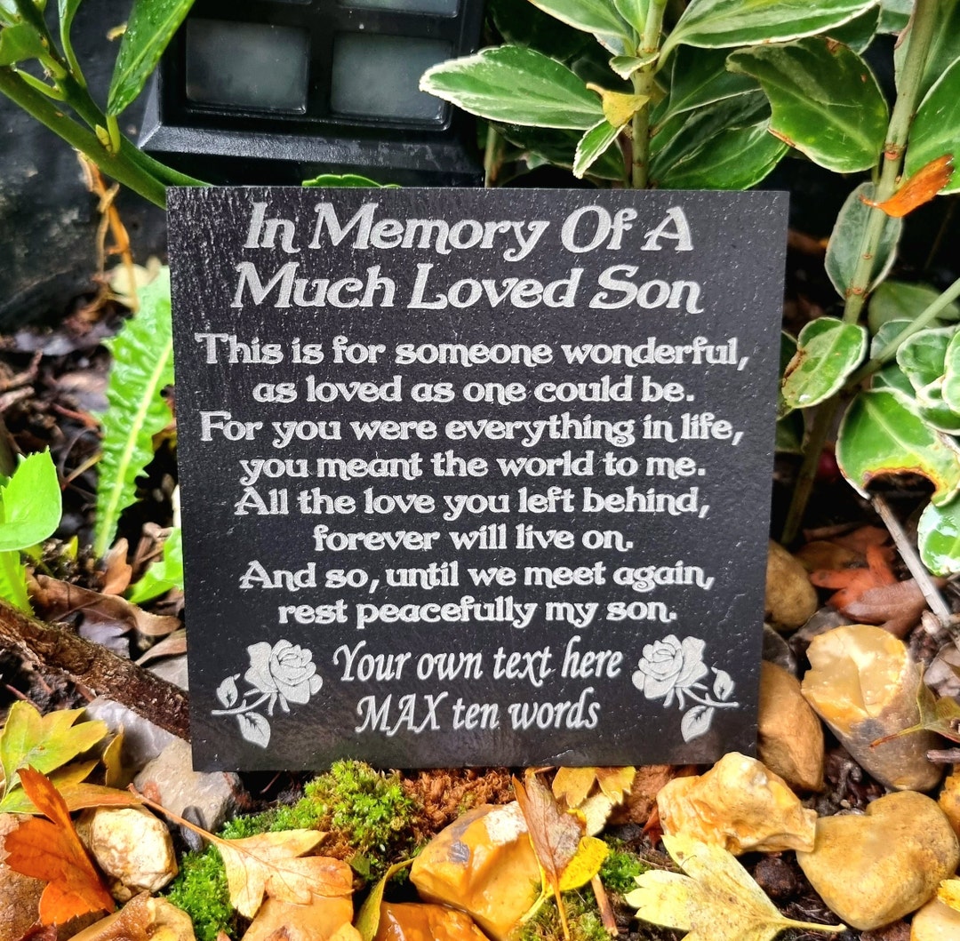 Personalised SON Memorial Plaque Slate Grave Marker Son Keepsake Son ...