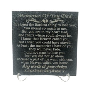 Personalised Father's Day Memorial Plaque Dad Birthday Slate Grave ...