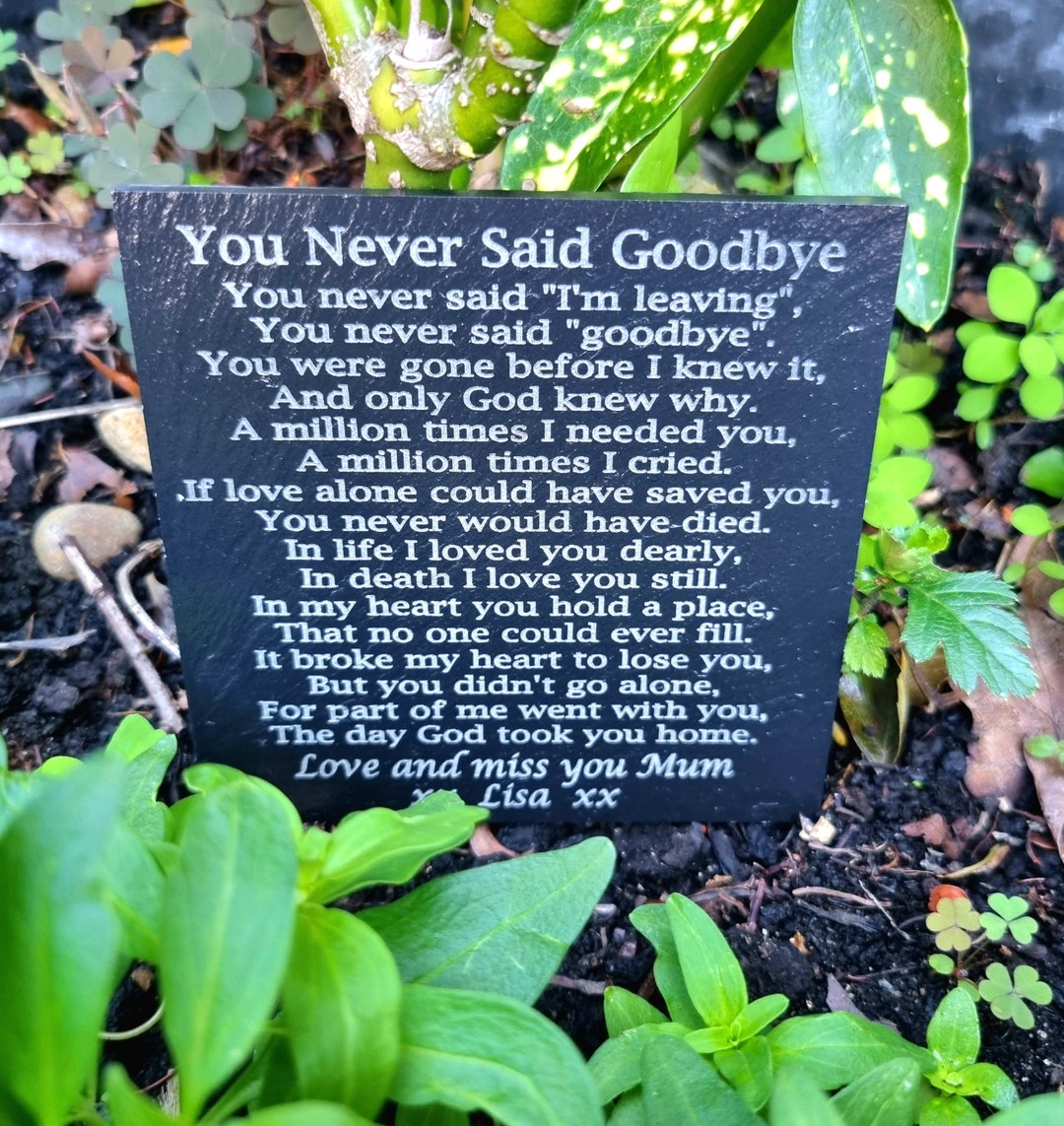 Personalised Goodbye Memorial Plaque Poem Remembrance Slate - Etsy UK
