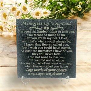 Personalised Father's Day Memorial Plaque Dad Birthday Slate Grave ...