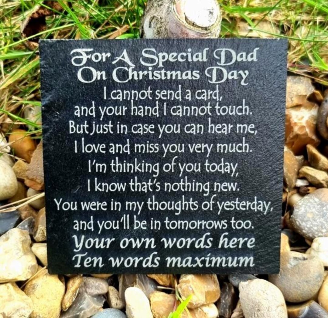 DAD Personalised Christmas Day Memorial Plaque Slate Grave Marker ...