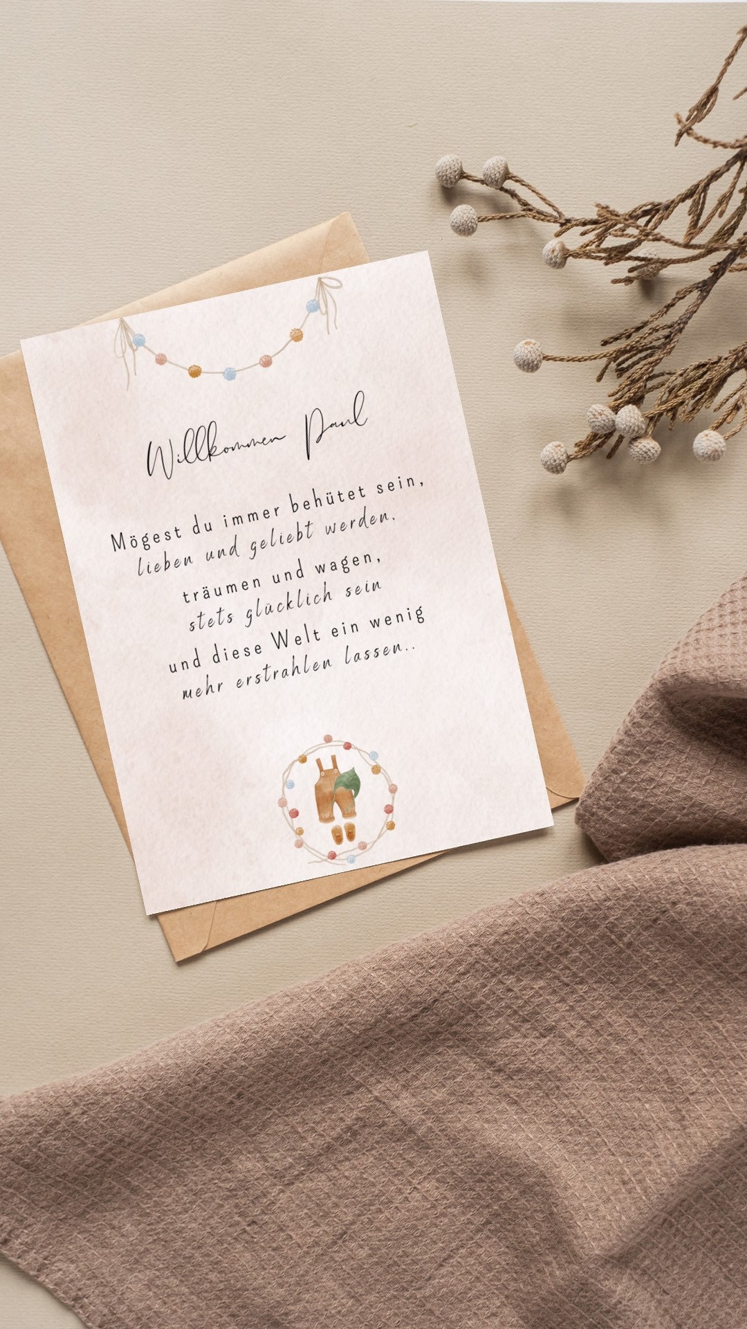 Personalized Birth Card | Boy | Watercolor Boho | Birth Greeting Card ...