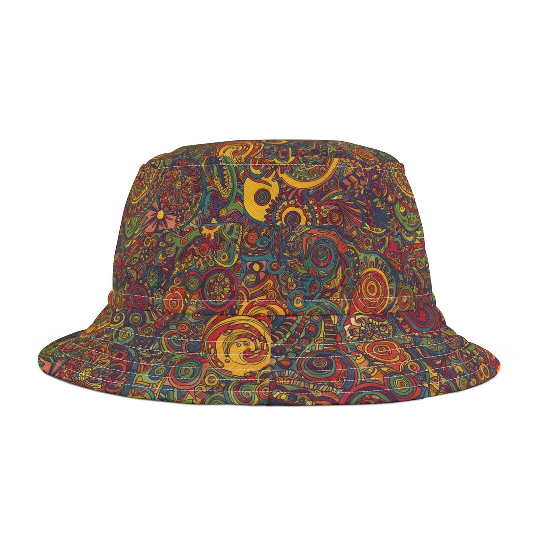 Psychedelic Bucket Hat, Trippy Festival Headwear, Colorful Retro Cap ...