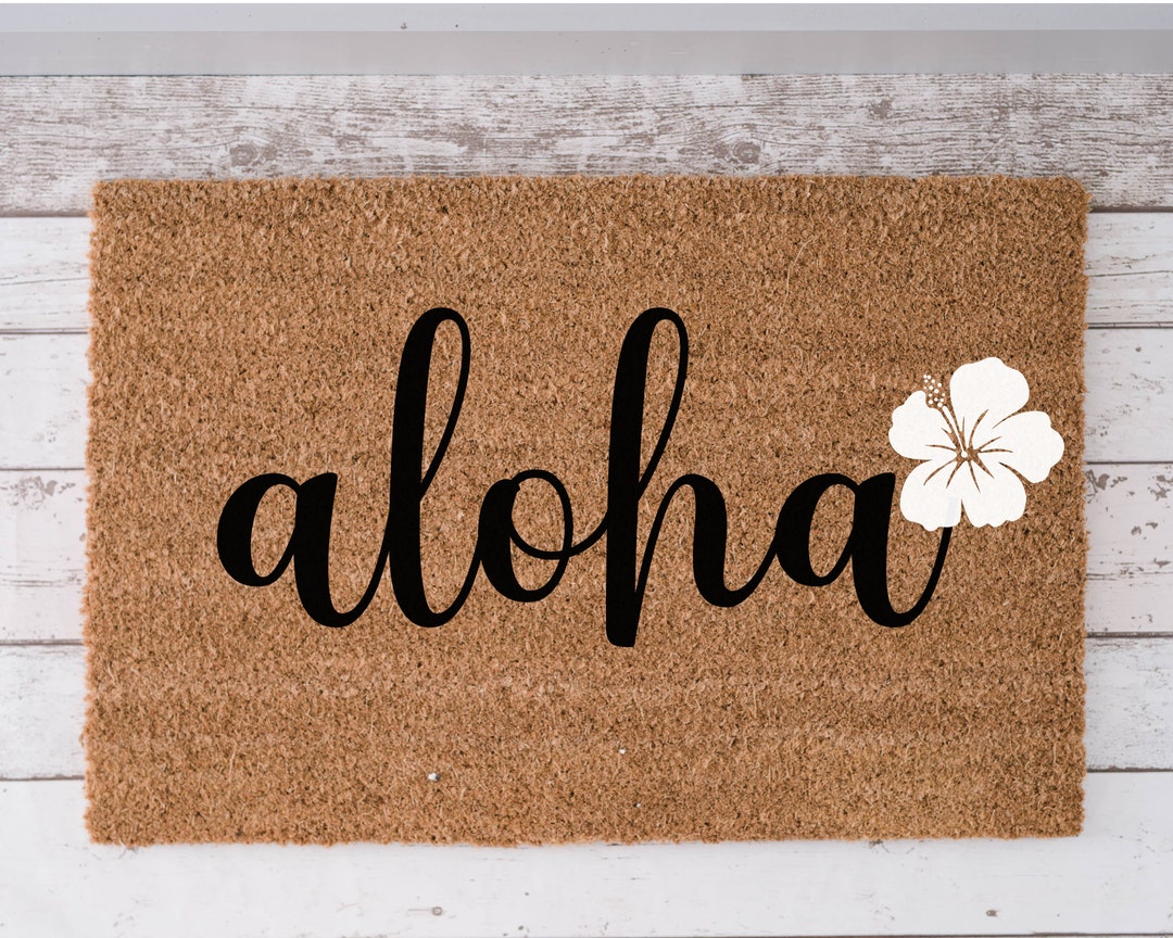 Aloha Hibiscus Flower Outside Porch Decor Doormat Rug Mat Tropical ...