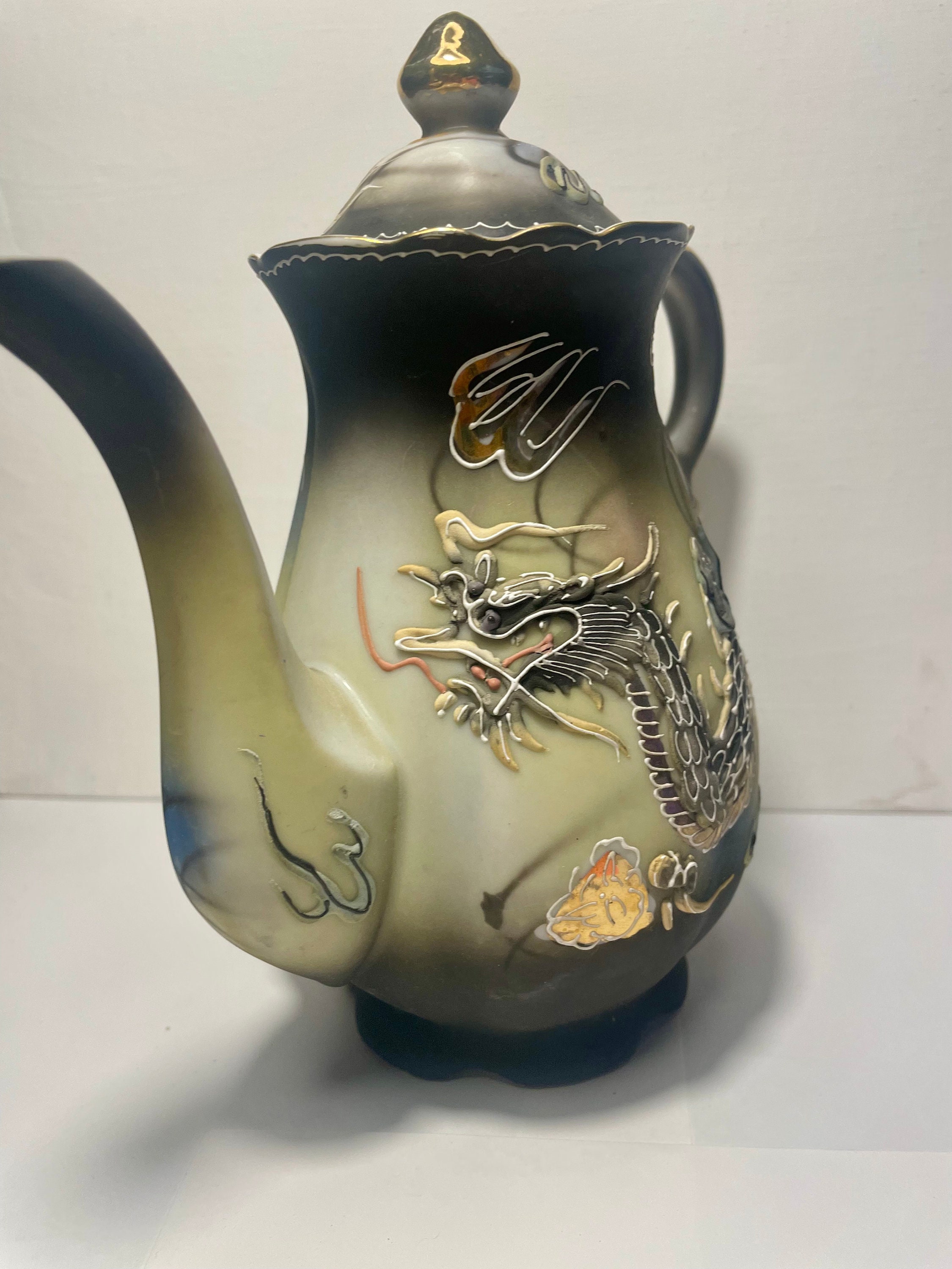 Vintage Japanese Moriage Dragonware Coffee/tea Set , 2 Demitasse Cups ...