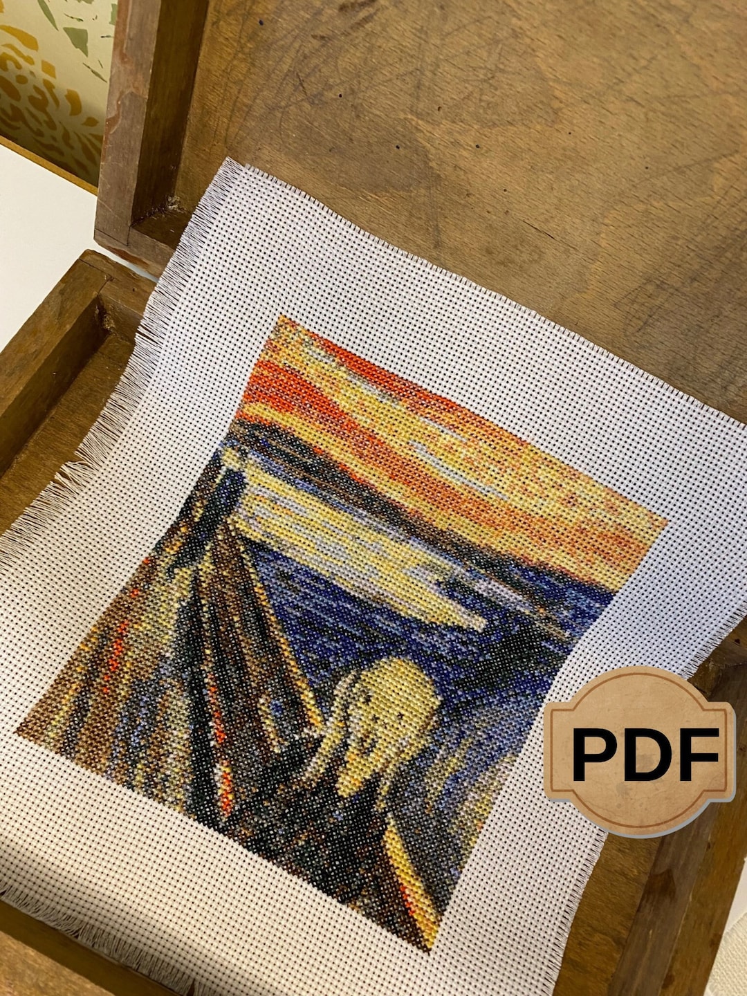 Edvard Munch's the Scream Cross Stitch Pattern: Tiny Art Embroidery ...