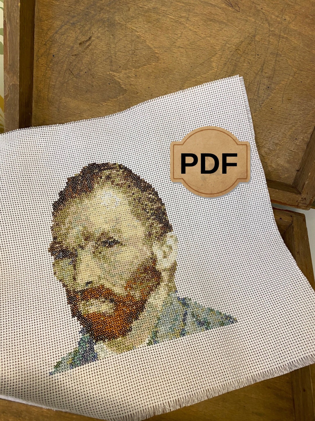 Van Gogh Self-portrait Cross Stitch Pattern: Easy Counted Embroidery ...