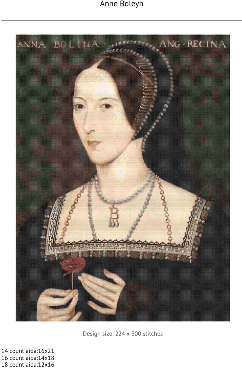 Anne Boleyn Cross Stitch Pattern: Queen Consort Portrait (PDF Pattern ...