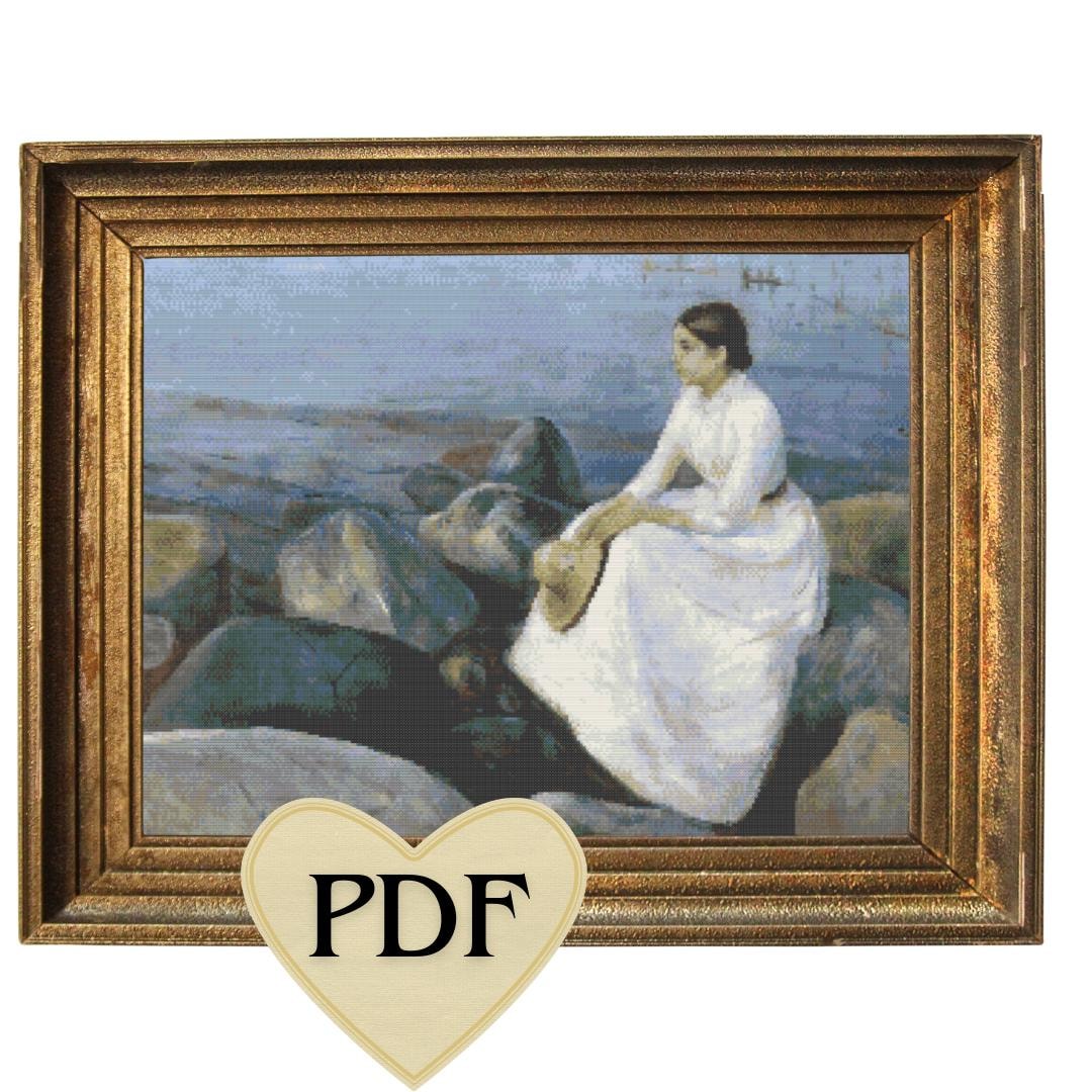 Edvard Munch Cross Stitch Pattern Pdf, Embroidery Painting, Wall Art ...