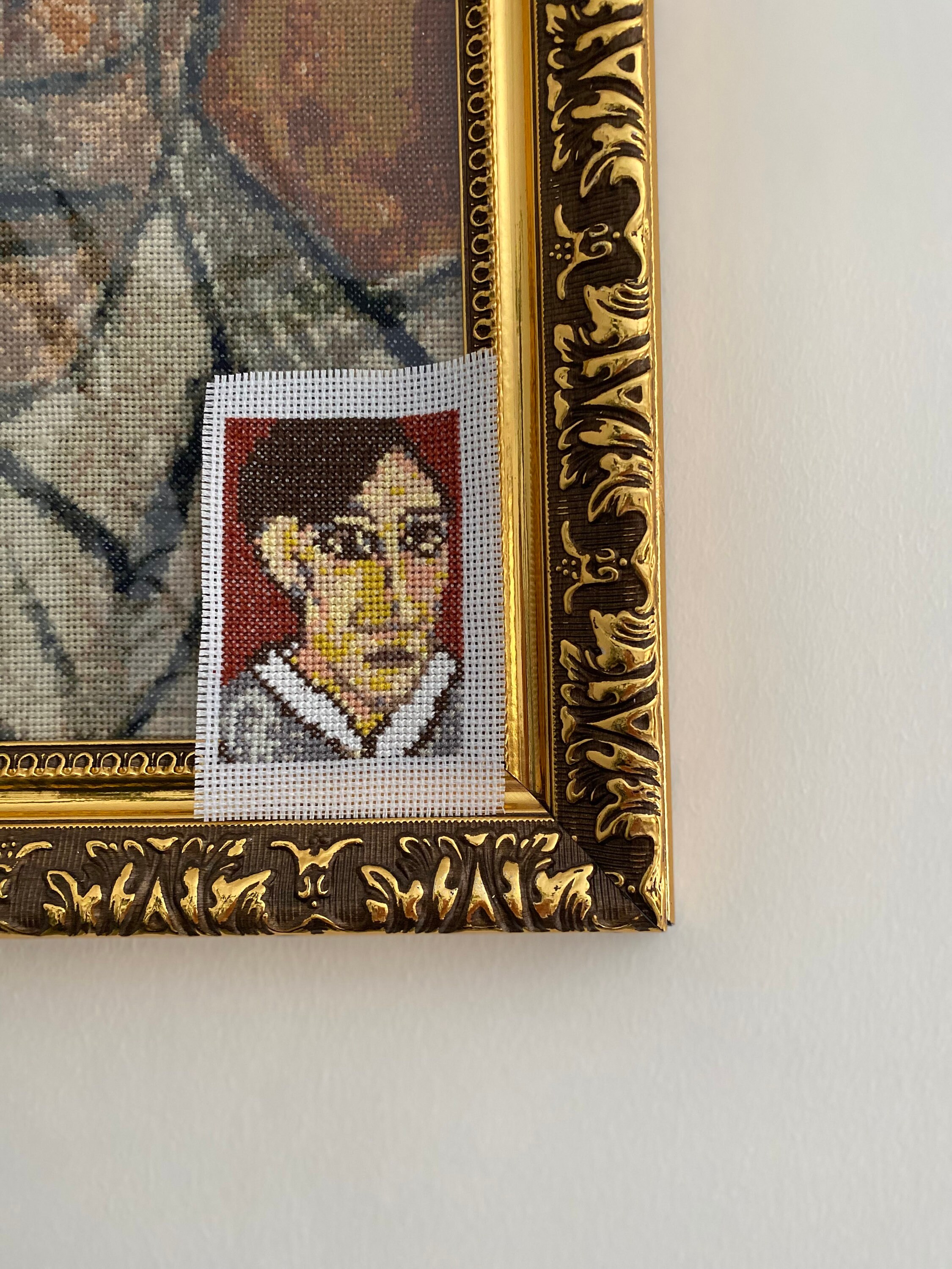 Mini Picasso self-portrait, Miniature Art Cross Stitch, Modern Cross ...