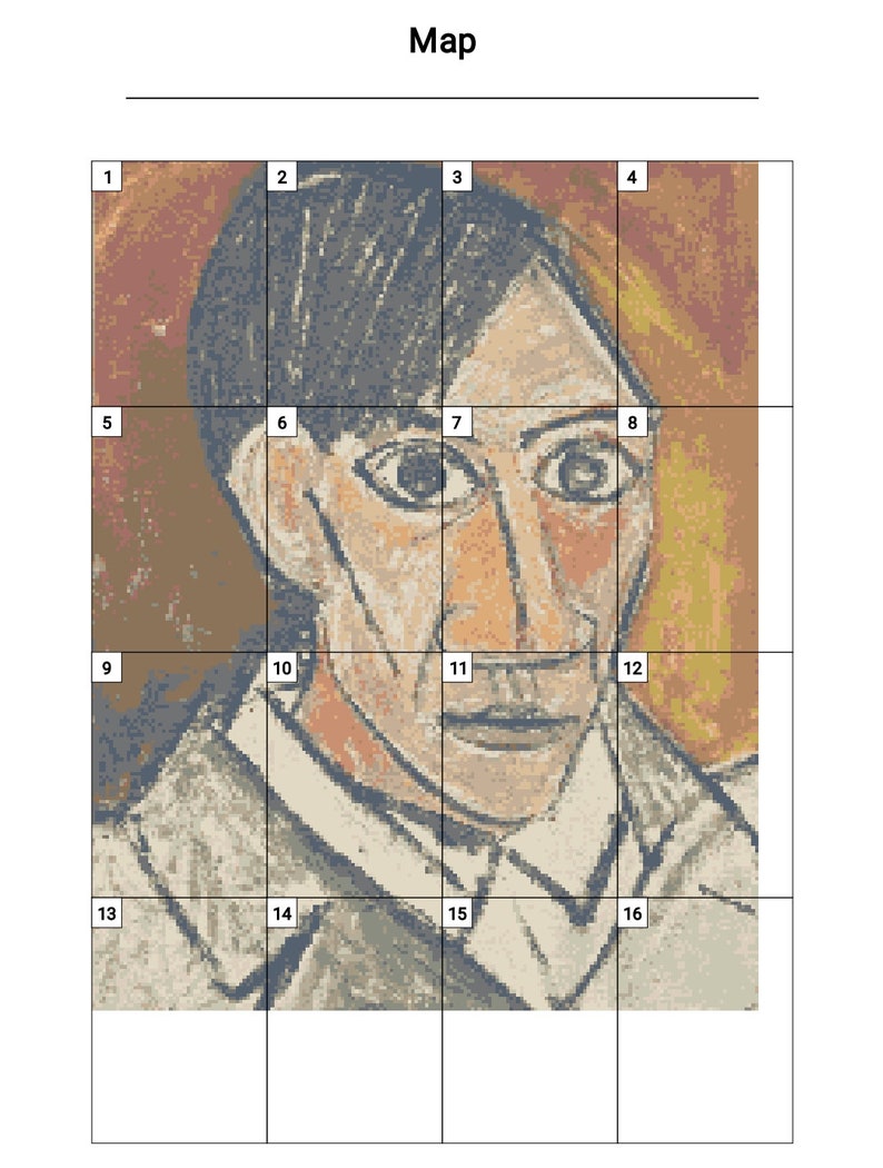 Pablo Picasso Self Portrait Cross Stitch PDF Pattern /instant Digital ...