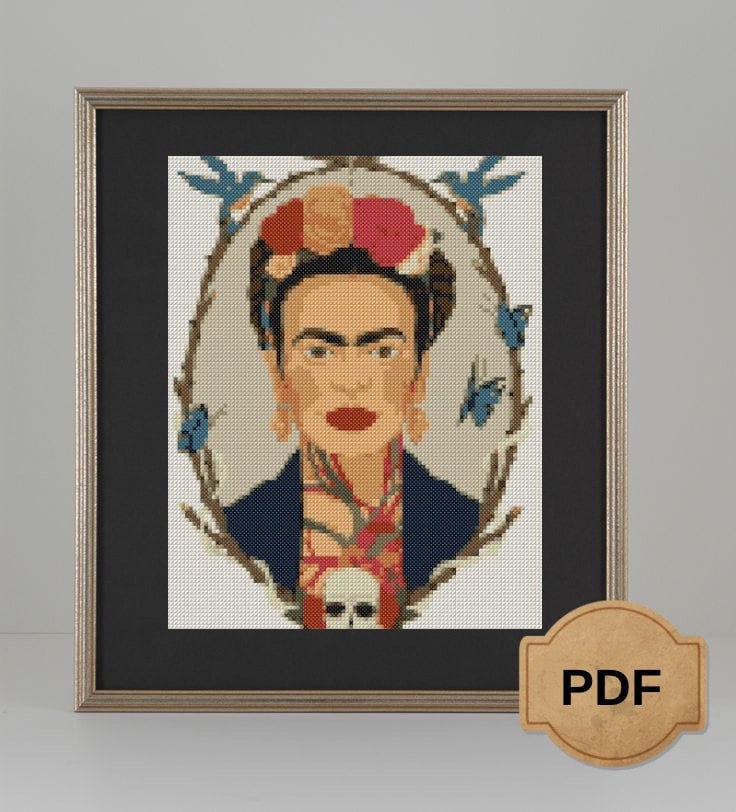 Frida Kahlo Portrait Cross Stitch Pattern, Cross Stitch Feminist, Frida ...