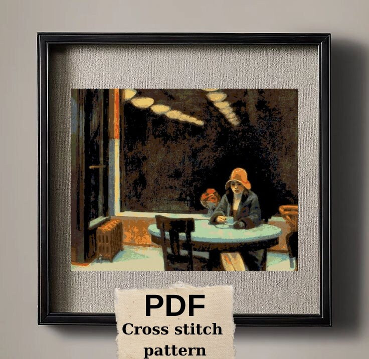 Automat by Edward Hopper Cross Stitch Pattern: Modern Artwork ...