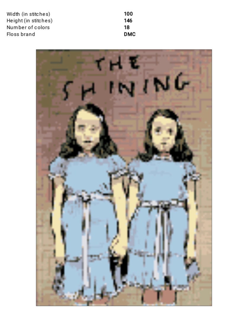 Redrum With Grady Twins, Horror Cross Stitch Pattern, Halloween Movie ...