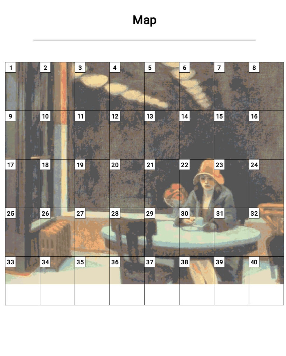 Automat by Edward Hopper Cross Stitch Pattern: Modern Artwork ...