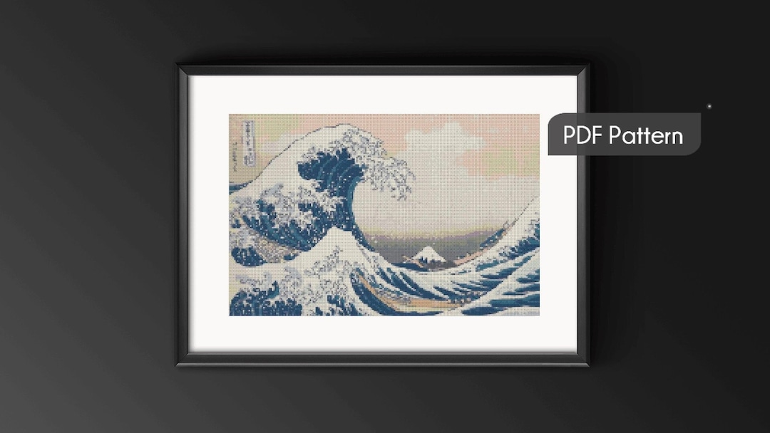 The Great Wave Cross Stitch Pattern, Hokusai Kanagawa (PDF Pattern) - Etsy
