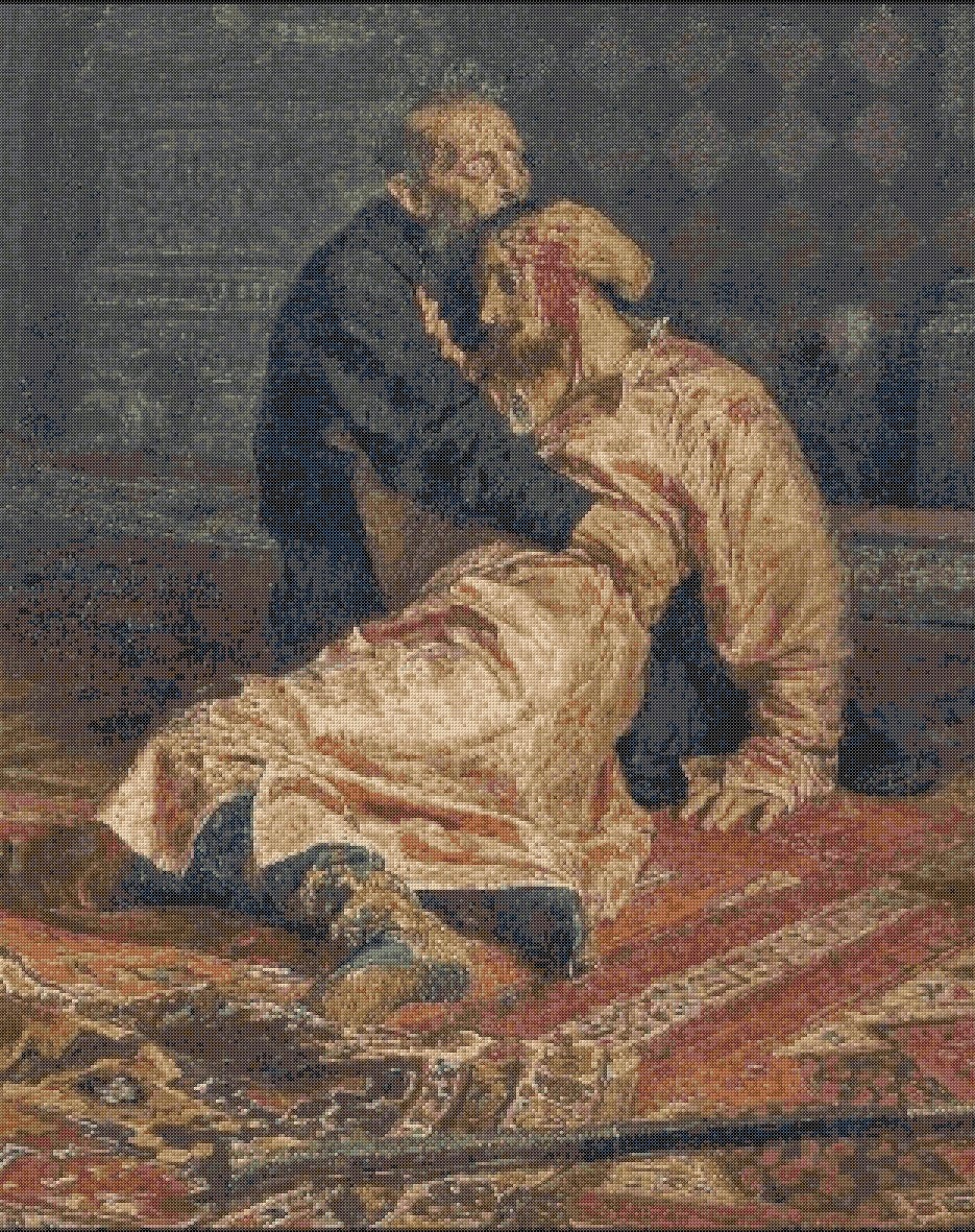 Ivan The Terrible And His Son Ivan By Ilya Repin Cross Stitch Etsy
