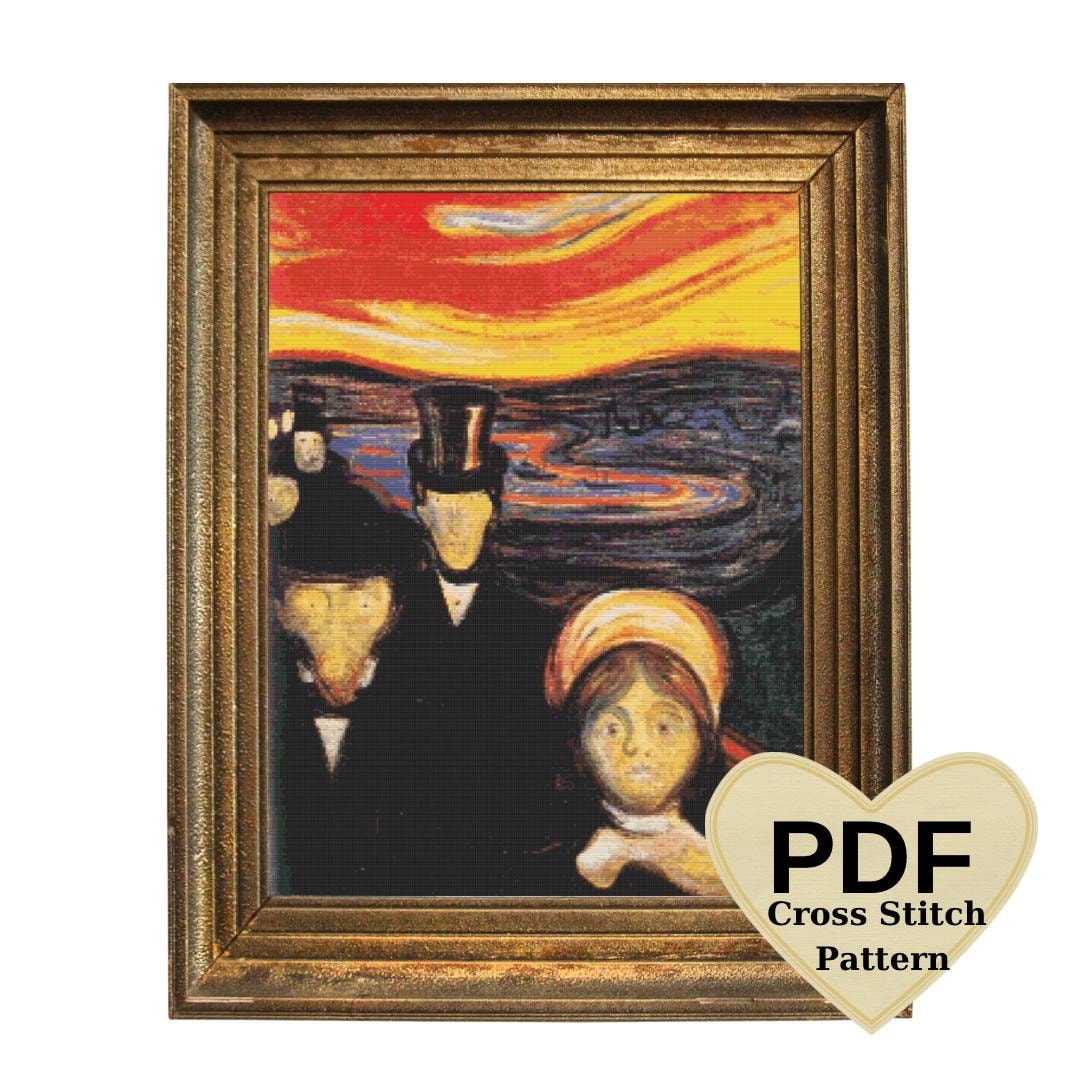 Anxietyby Edvard Munch Cross Stitch Pattern, Instant Download PDF ...