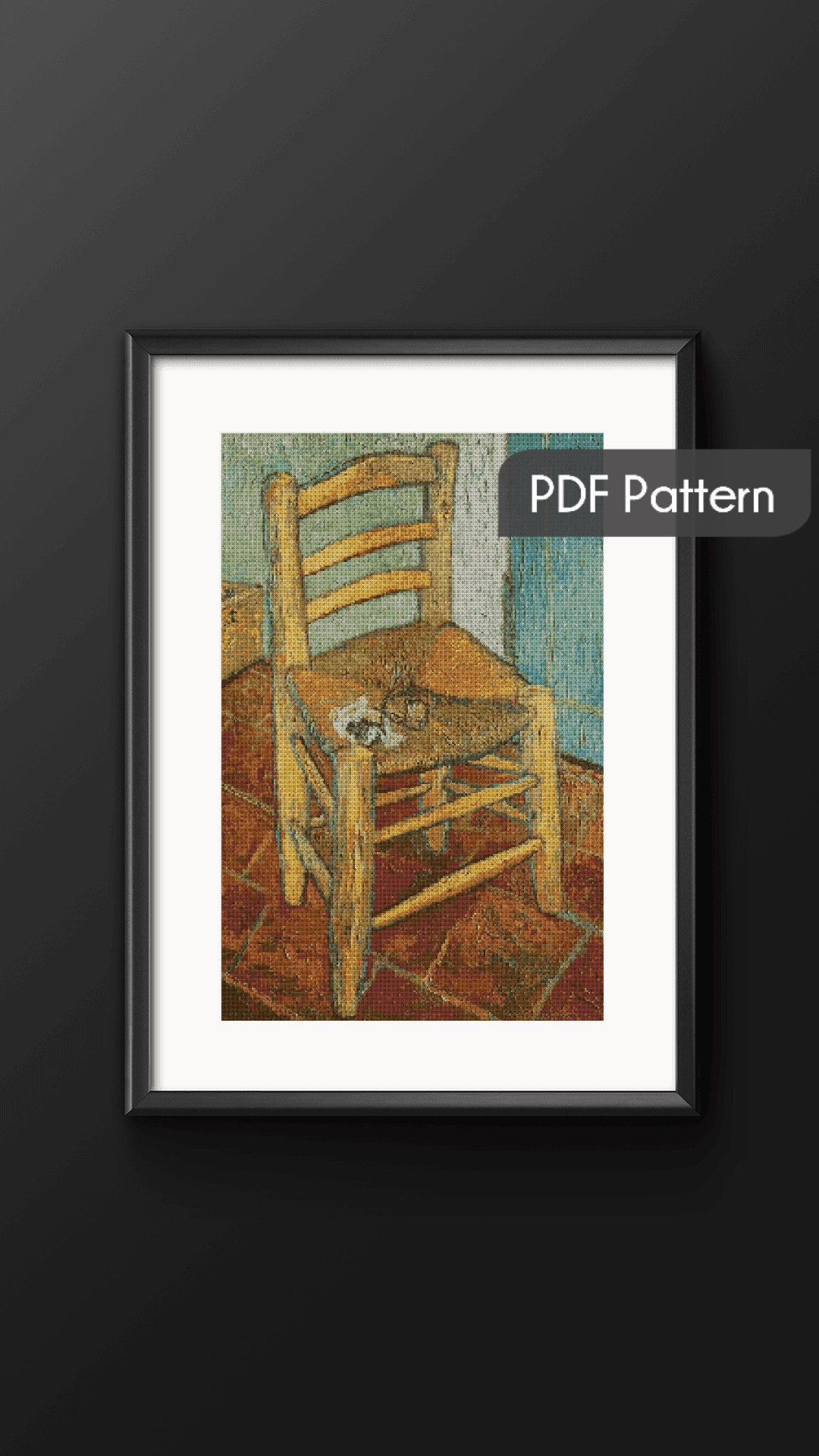 Van Goghs Chair, Cross Stitch Pattern PDF, Famous Painting, Vincent Van ...