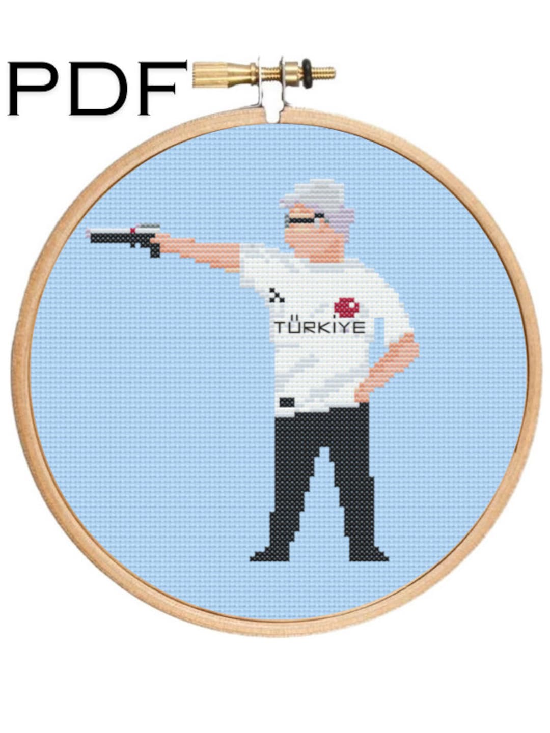 Yusuf Dikec Cross Stitch Pattern Paris Olympics 2024 Turkhish Shooter ...