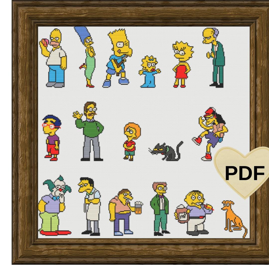 The Simpsons Cross Stitch Pattern, Instant Download, Funny Embroidery ...