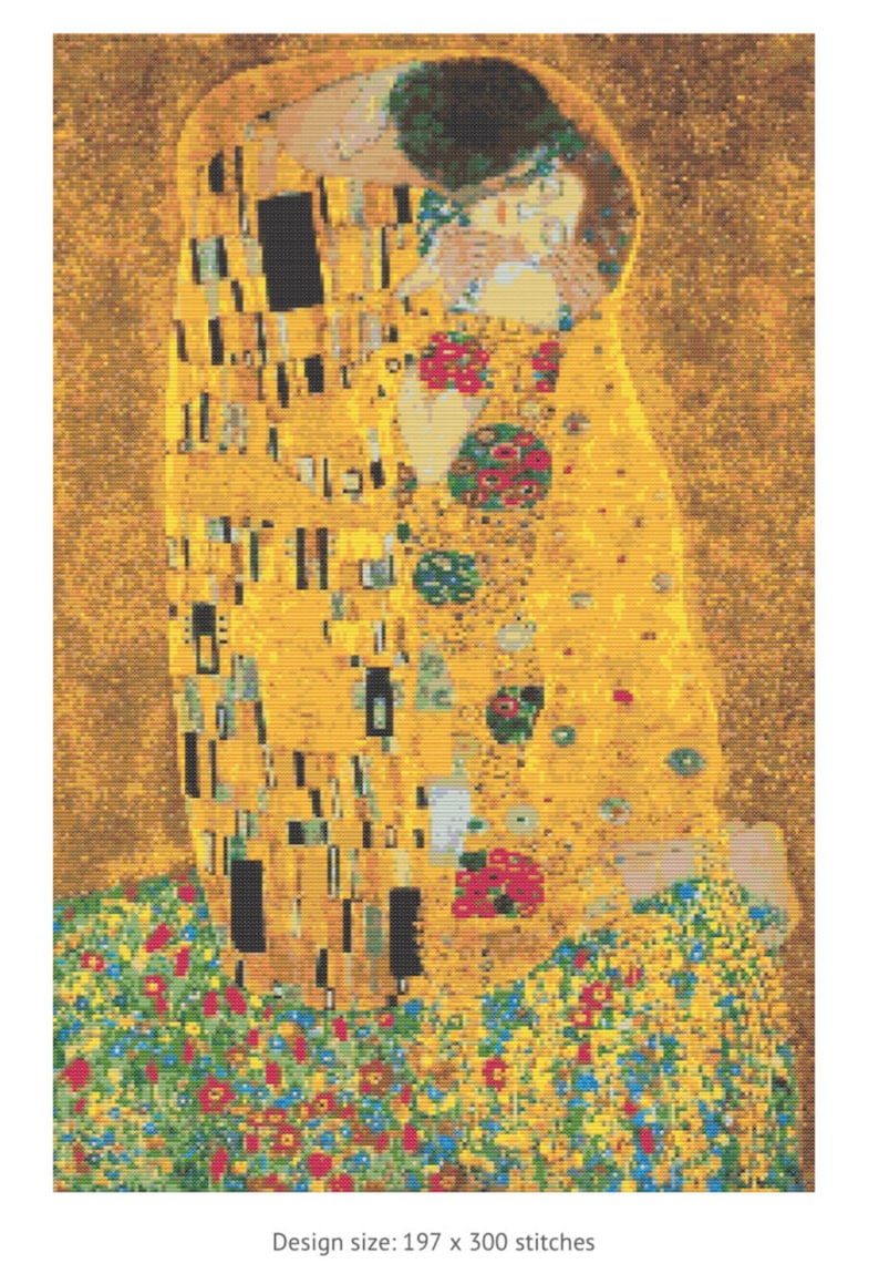The Kiss Cross Stitch Pattern, Gustav Klimt, Famous Painting, PDF Chart ...