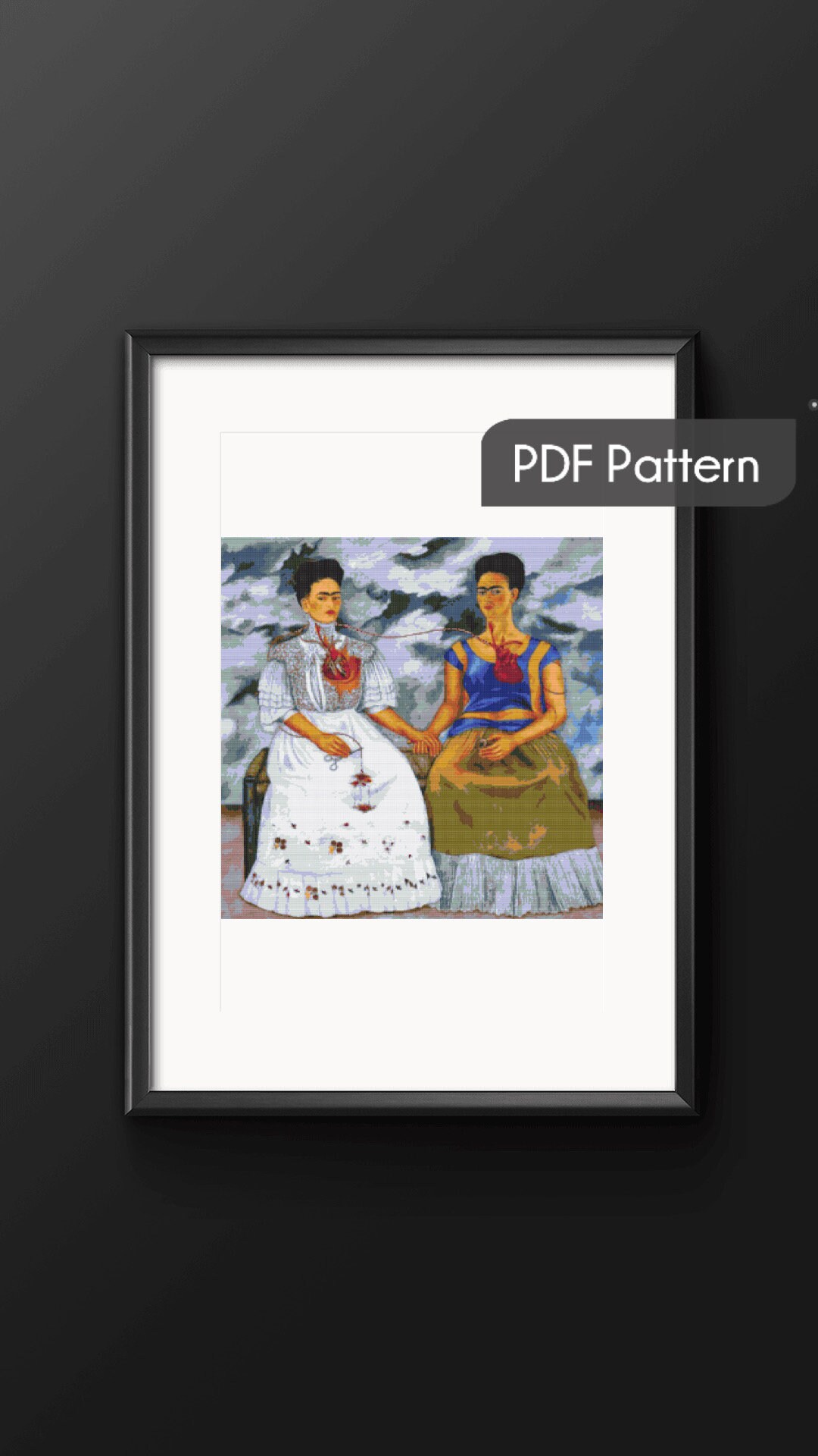 Frida Kahlo Modern Cross Stitch Pattern, the 2 Fridas,hand Embroidered ...