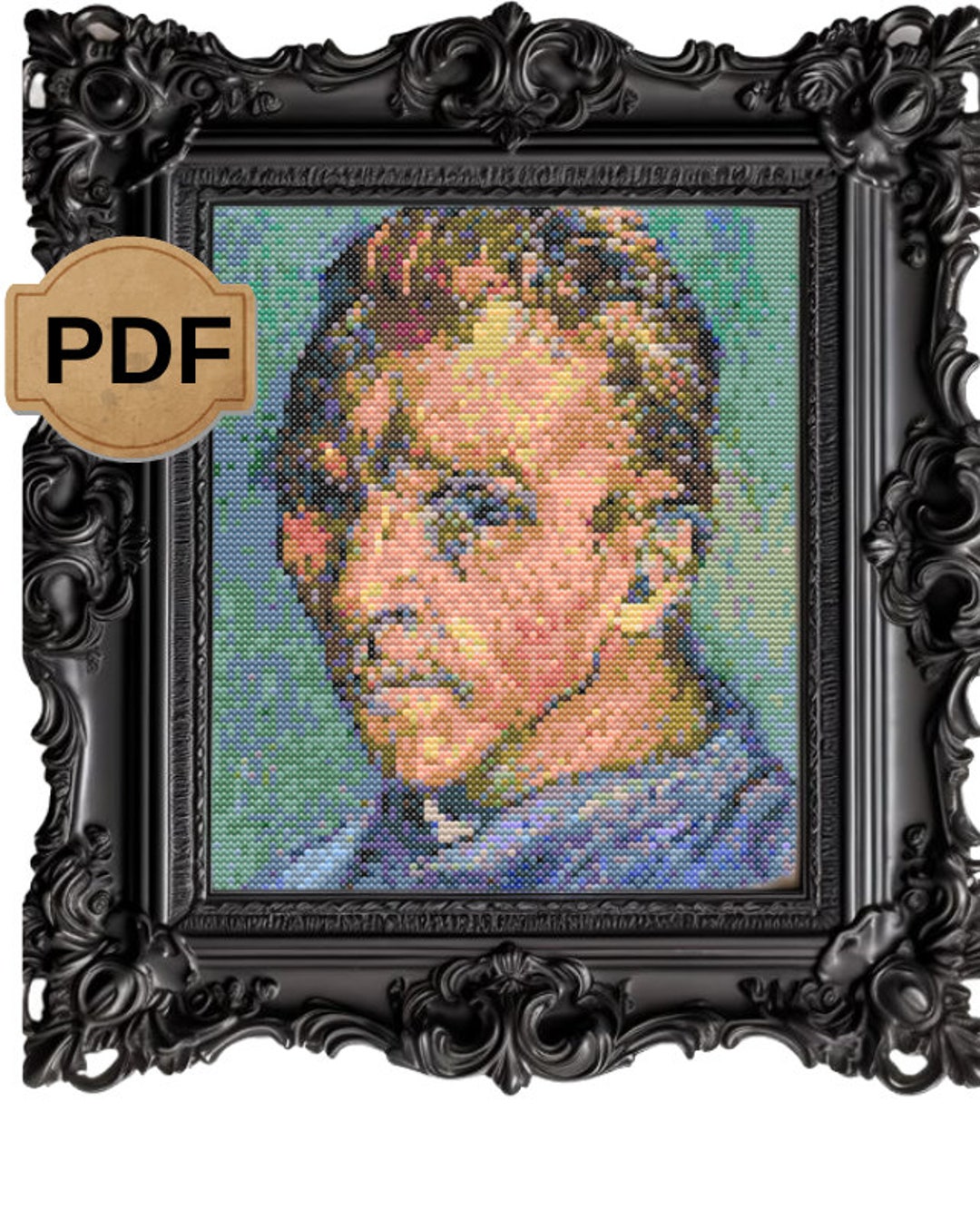 Van Gogh Self-portrait Cross Stitch Pattern: Easy Beginner Masterpiece ...