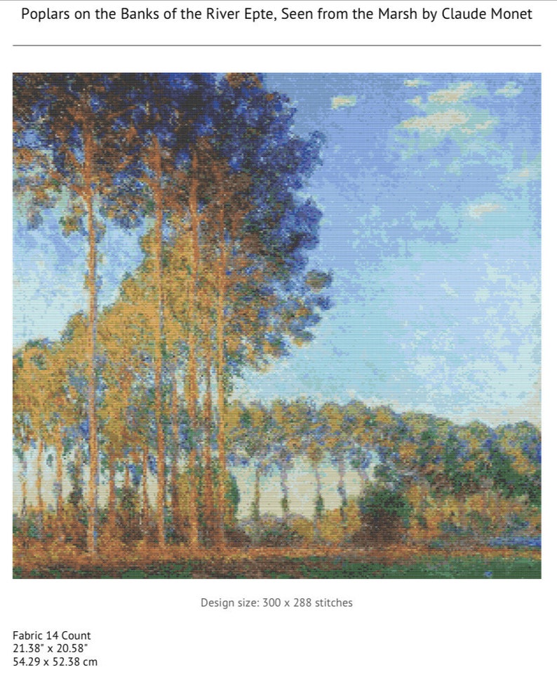 Claude Monet Cross Stitch Pattern, Impressionism, Digital Download ...